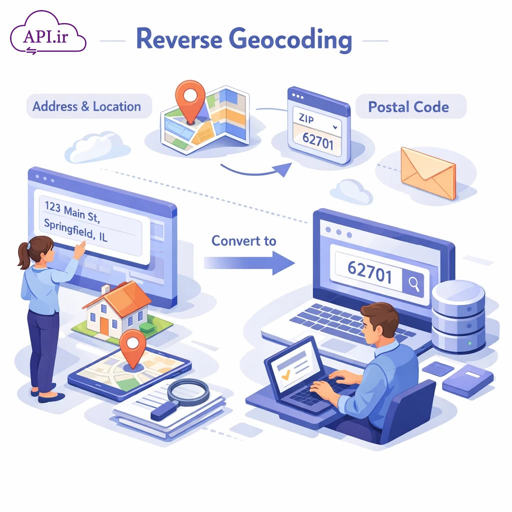API تبدیل آدرس و لوکیشن به کدپستی (Reverse Geocoding) - API.ir